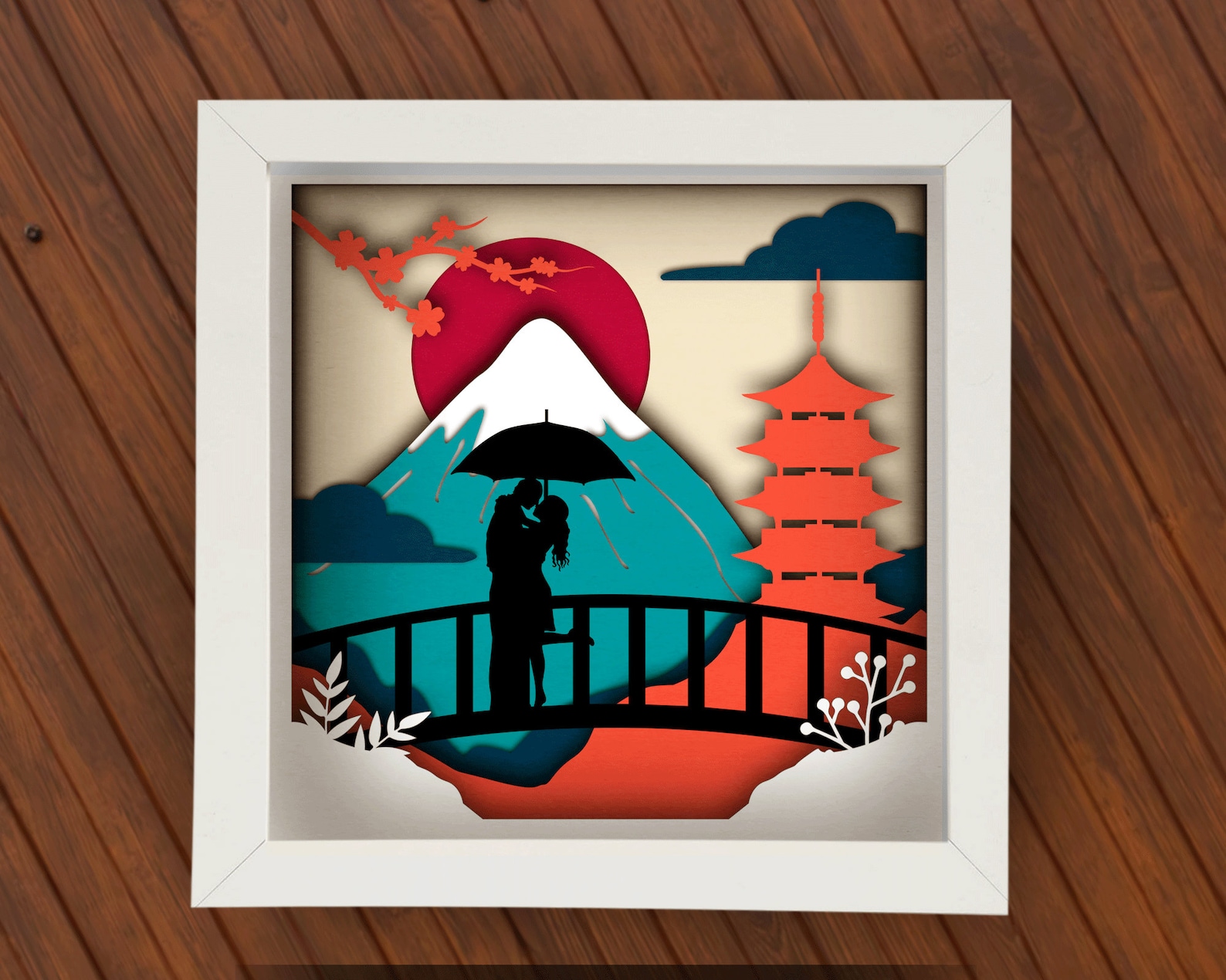 3D Japan Shadow Box SVG for Cricut Silhouette Osaka Layered | Etsy