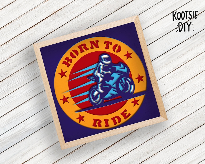 3D Motorcycle Shadow Box SVG for Cricut Silhouette Dirt Bike - Etsy Canada