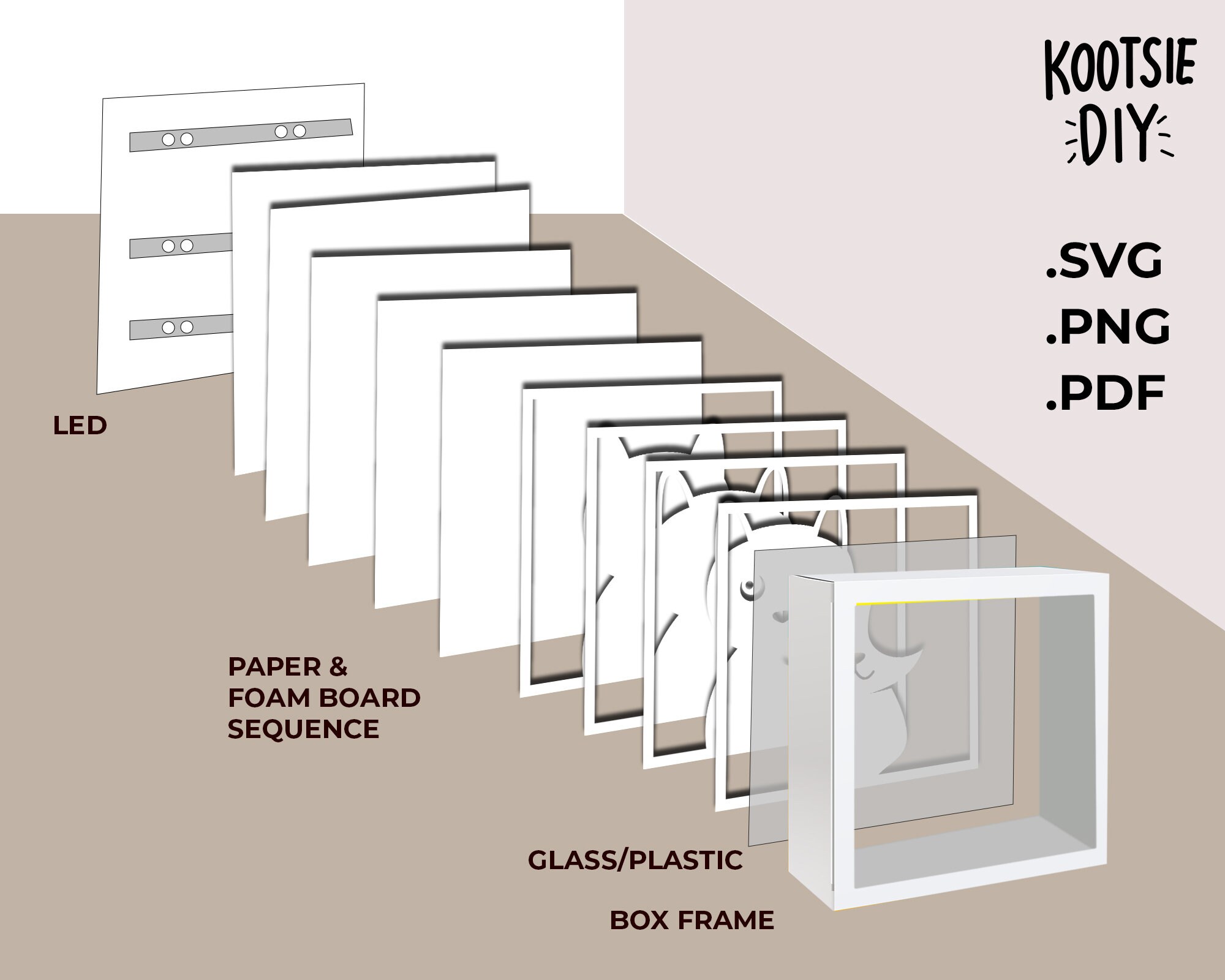 3D Cat Shadow Box SVG for Cricut Silhouette Kitten 3d - Etsy