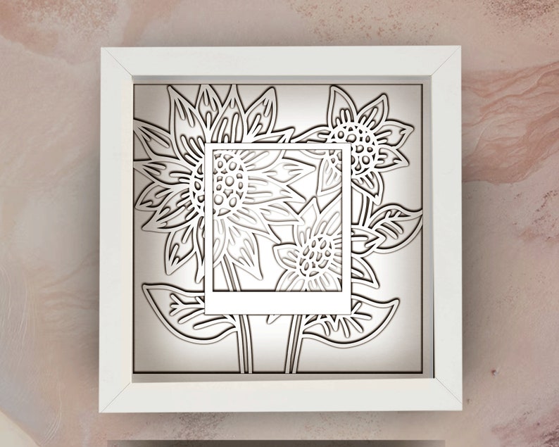 3D Sunflower Shadow Box SVG for Cricut Silhouette Floral | Etsy