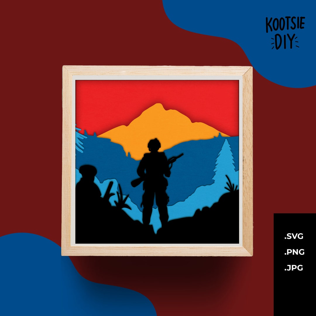 Military Shadow Box Korean War SVG for Cricut Silhouette, Army 3d ...