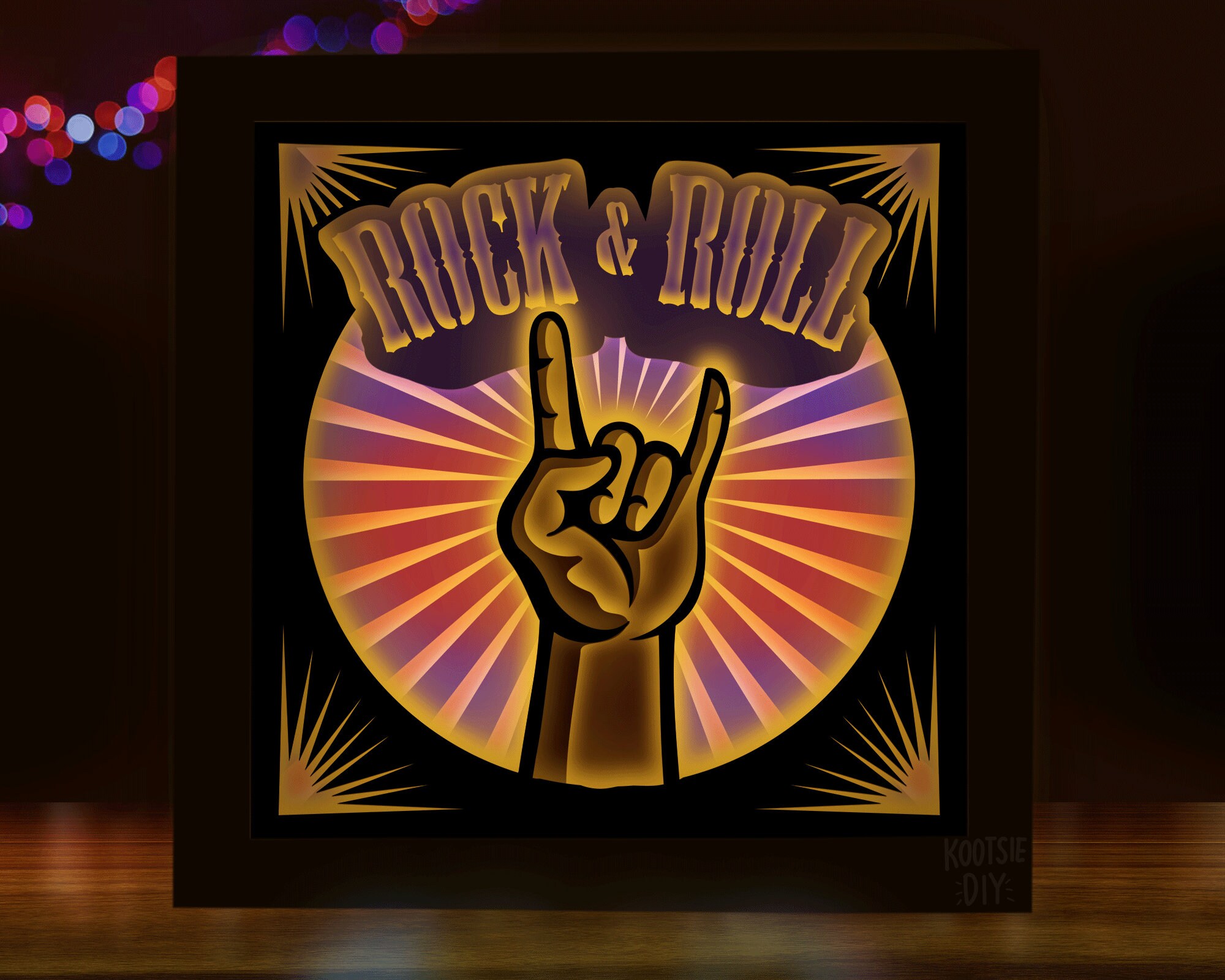 3D Rock & Roll SVG Shadow Box for Cricut, Silhouette, Rock Hands ...