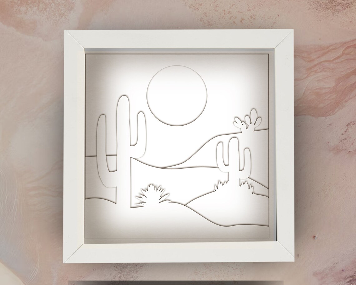 3D Cactus Shadow Box SVG for Cricut Silhouette Desert 3d - Etsy