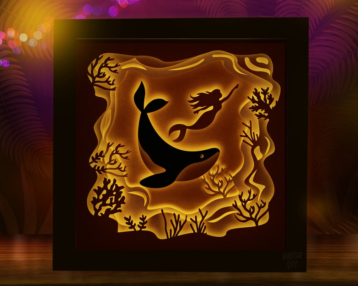 Whale Shadow Box SVG for Cricut Silhouette Underwater 3d - Etsy