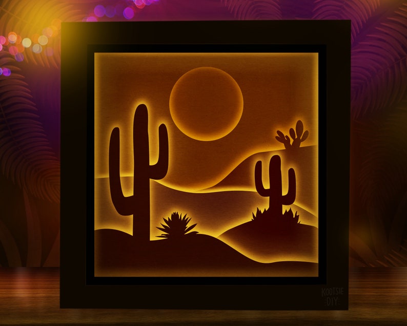 3D Cactus Shadow Box SVG for Cricut Silhouette Desert 3d - Etsy