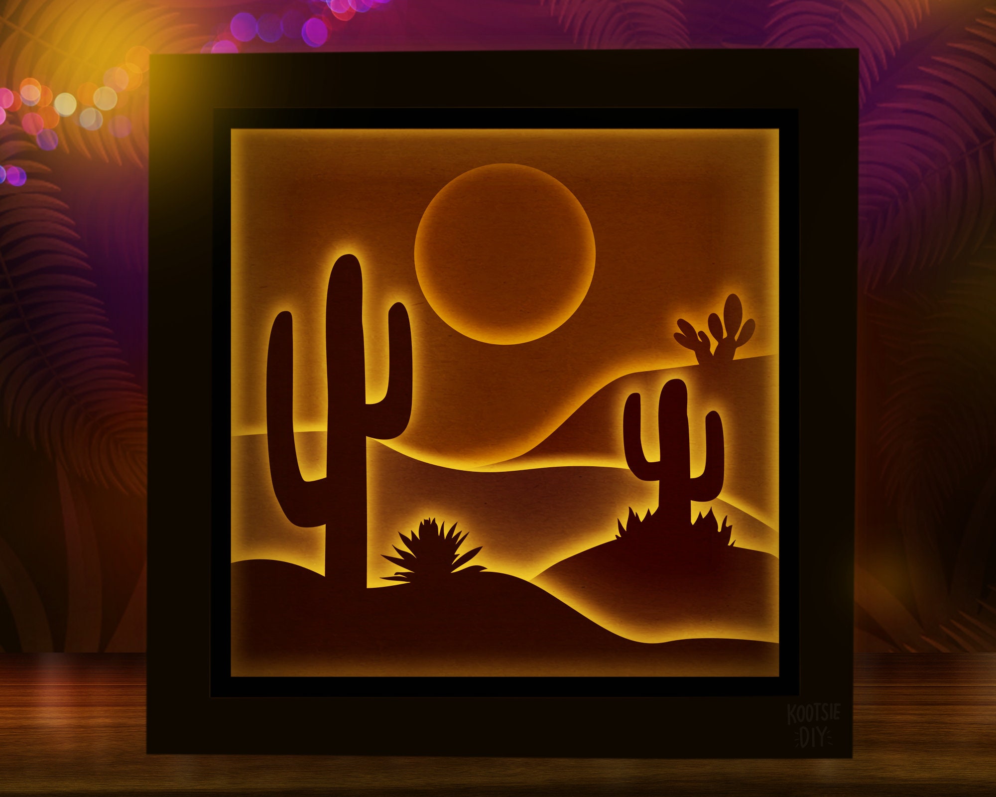 3D Cactus Shadow Box SVG for Cricut Silhouette Desert 3d - Etsy