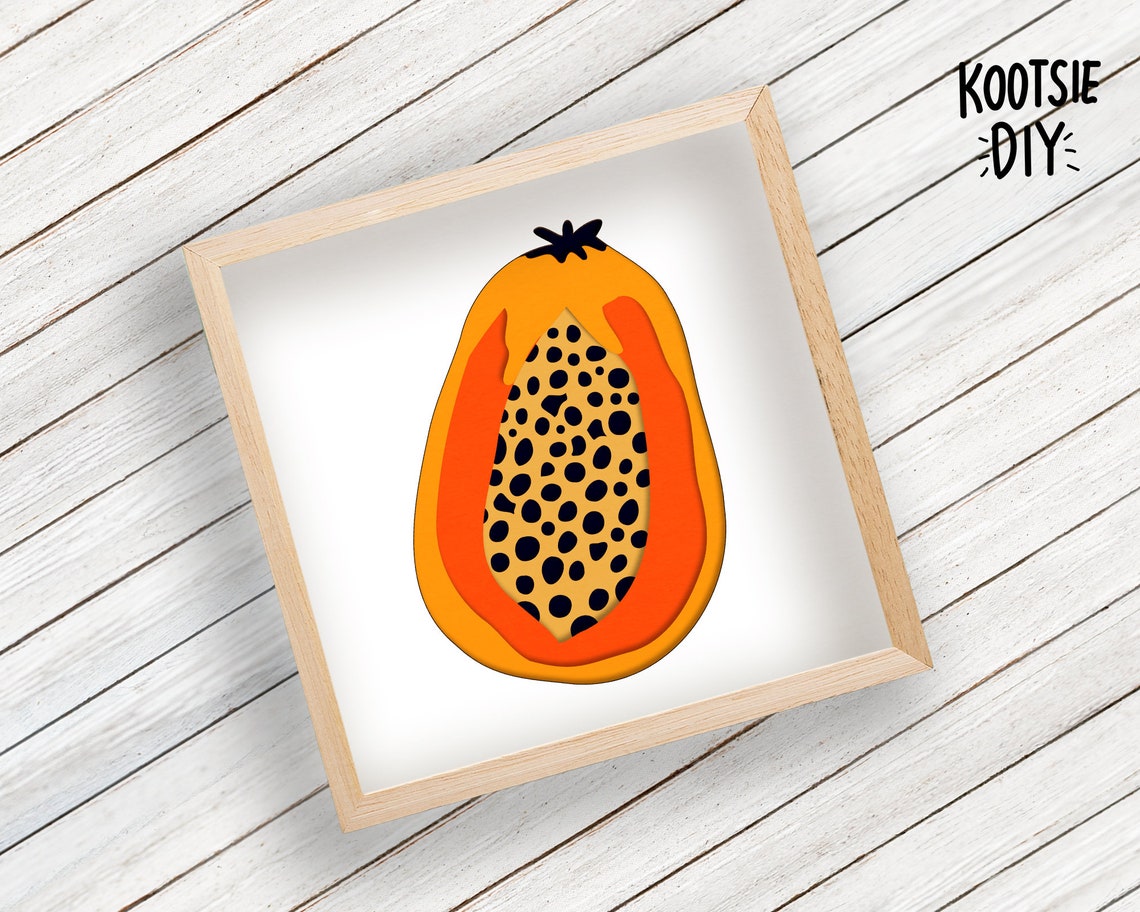 3D Papaya SVG Shadow Box for Cricut Silhouette Tropical - Etsy