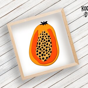 3D Papaya SVG Shadow Box for Cricut, Silhouette, Tropical Fruit Layered ...