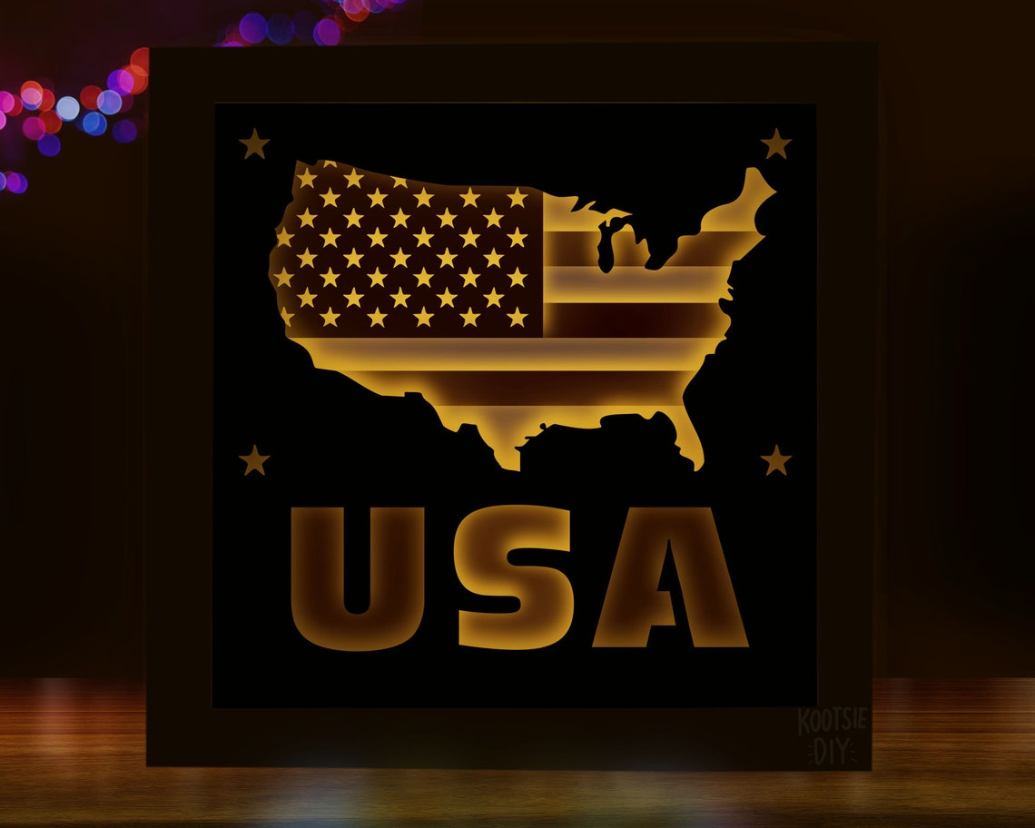 4th of July Shadow Box SVG for Cricut Silhouette, USA 3d Layered ...