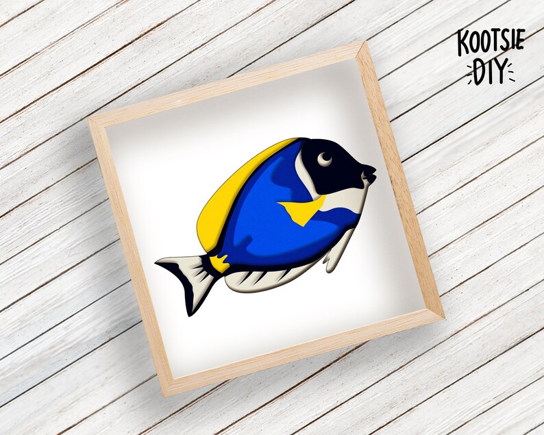 3D Blue Tang Fish Shadow Box SVG for Cricut Silhouette - Etsy