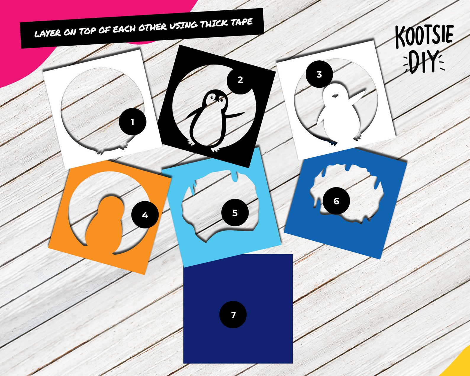 Penguin Layer Shadow Box SVG for Cricut, Silhouette, Cute Penguin Layer ...