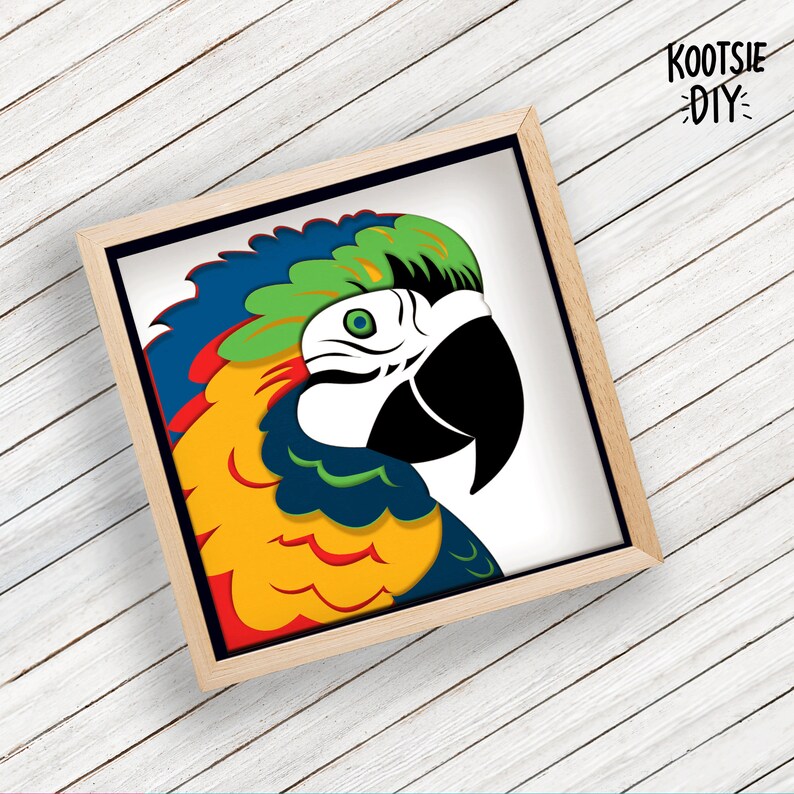 Parrot Shadow Box SVG for Cricut Silhouette Bird 3d Layered - Etsy