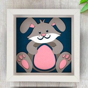 3D Rabbit Shadow Box Layered SVG for Cricut Silhouette, 3D Bunny ...