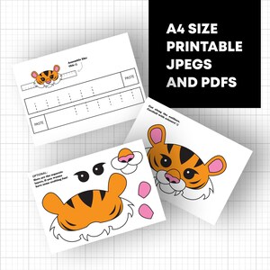 PRINTABLE Cute Tiger Party Hats for Kids for New Year Birthday Crowns ...