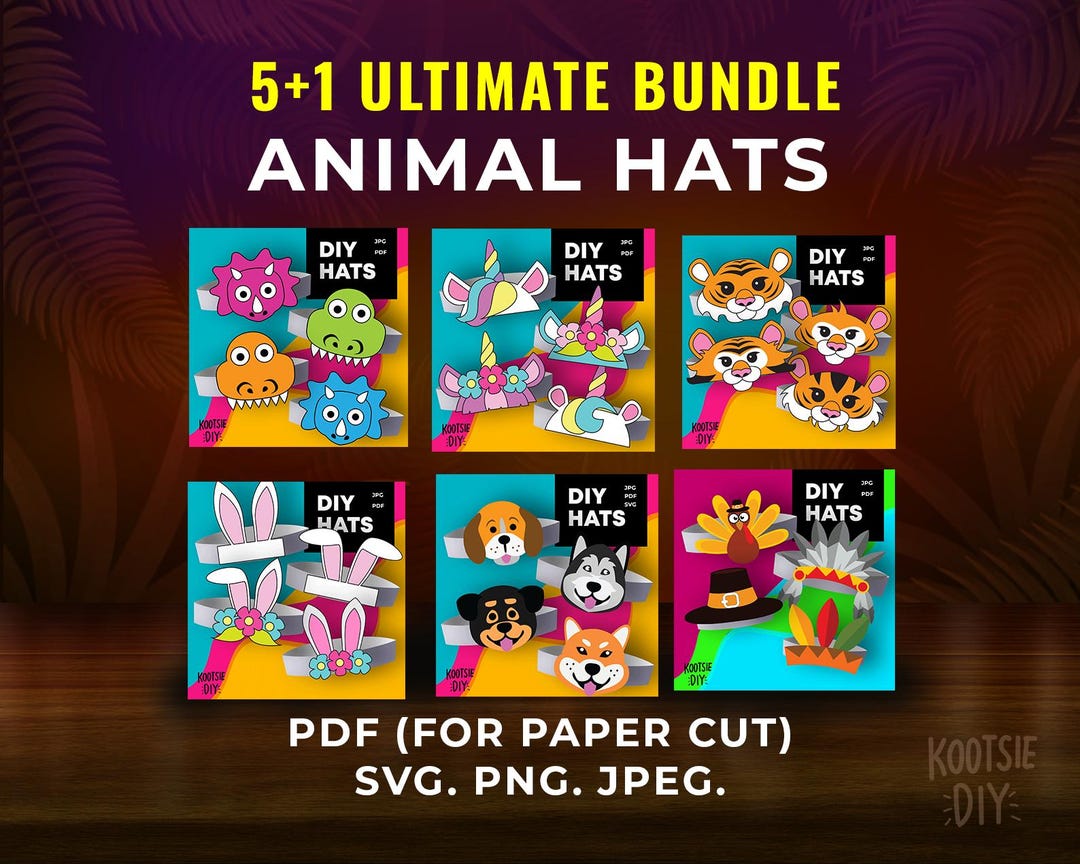 Printable Animal Crowns Bundle | Buy 5 Get 1 | DIY Paper Headbands ...