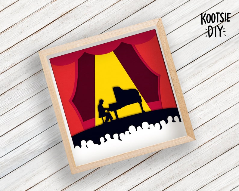 3D Piano Shadow Box SVG for Cricut Silhouette Pianist 3d - Etsy