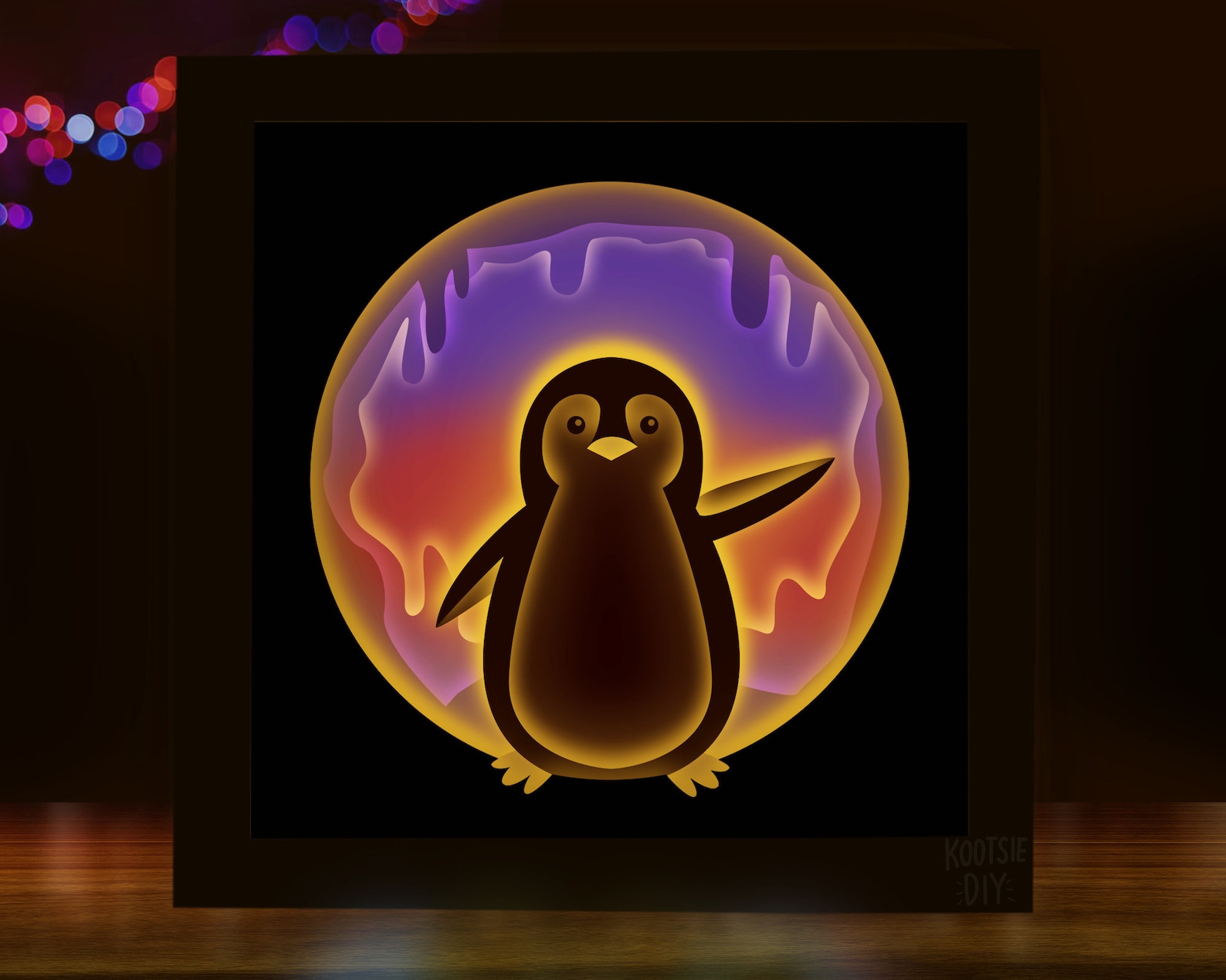 Penguin Layer Shadow Box SVG for Cricut, Silhouette, Cute Penguin Layer ...