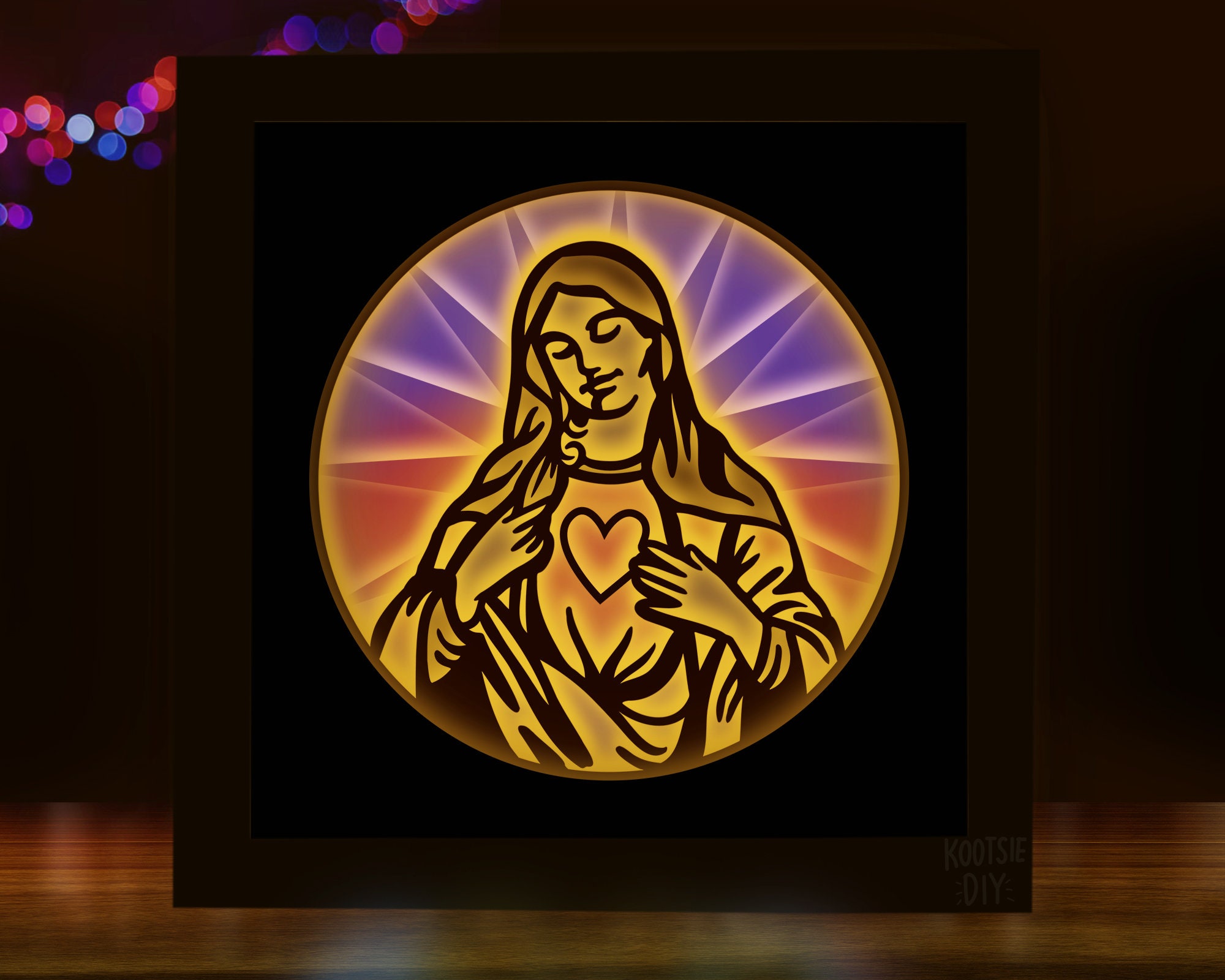 3D Virgin Mary Shadowbox Template for Cricut, Holy Madonna Lightbox ...