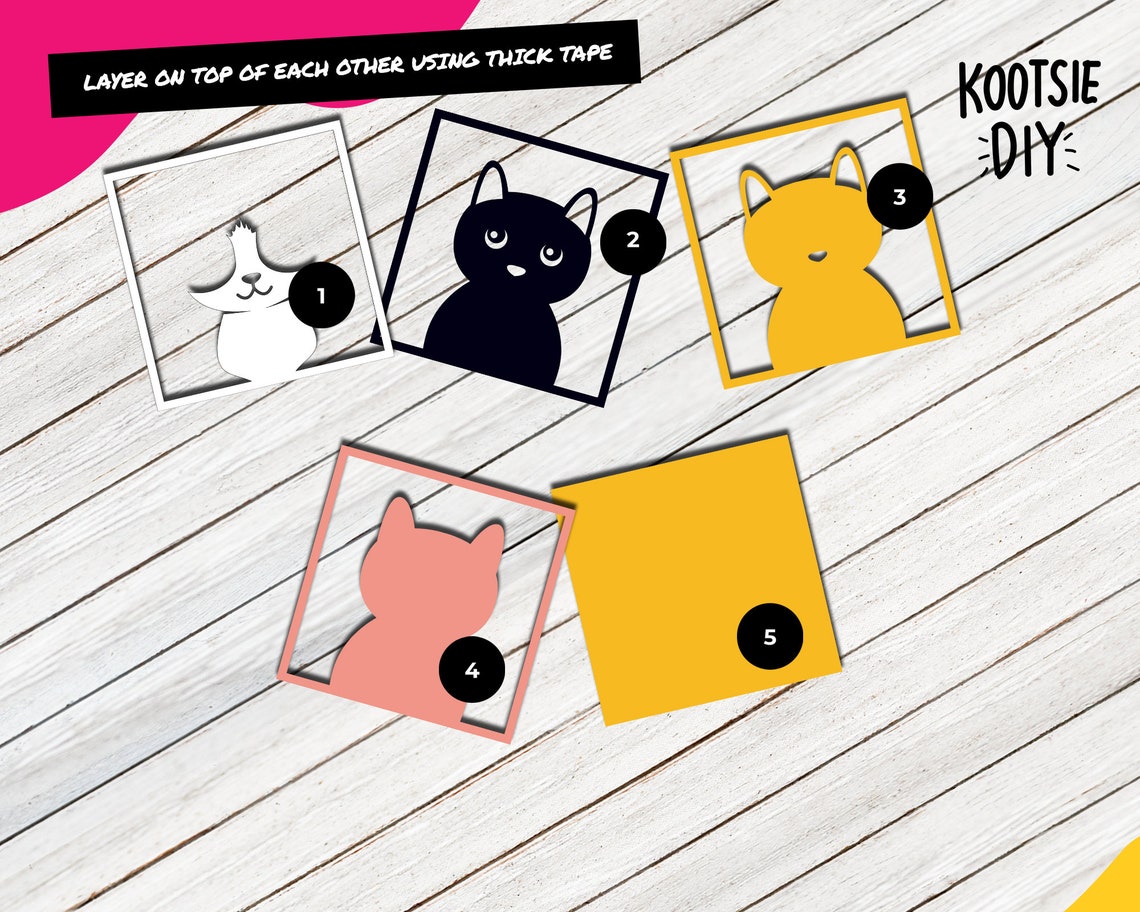 3D Cat Shadow Box SVG for Cricut Silhouette Kitten 3d - Etsy