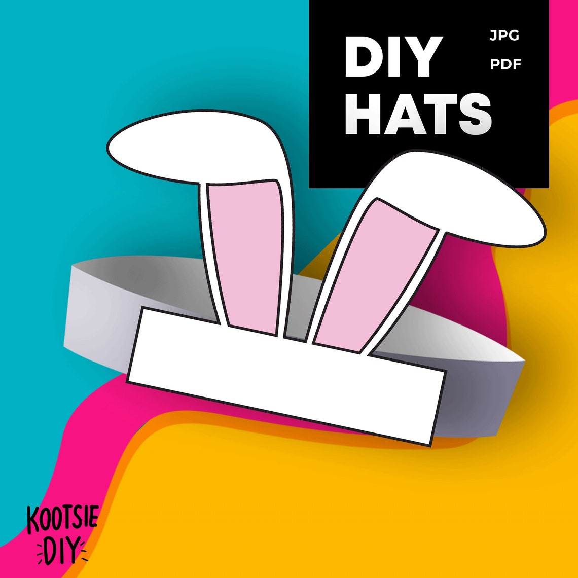 PRINTABLE Rabbit Ears Party Hats for Kids, Bunny Paper Crowns, Easter ...