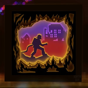 3D Firefighter Shadow Box SVG for Cricut, Silhouette, Firemen 3d ...