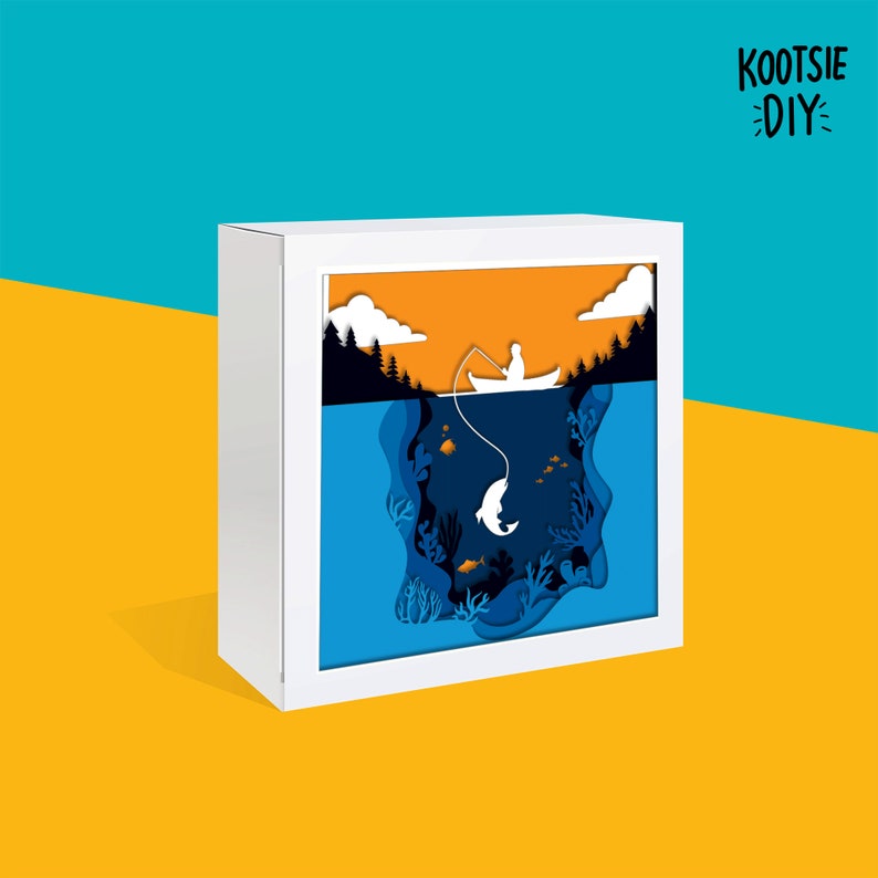 Fishing Shadow Box SVG for Cricut Silhouette Father 3d - Etsy