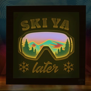 3D Ski Shadow Box SVG for Cricut, Silhouette, Snow 3d Layered Mandala ...
