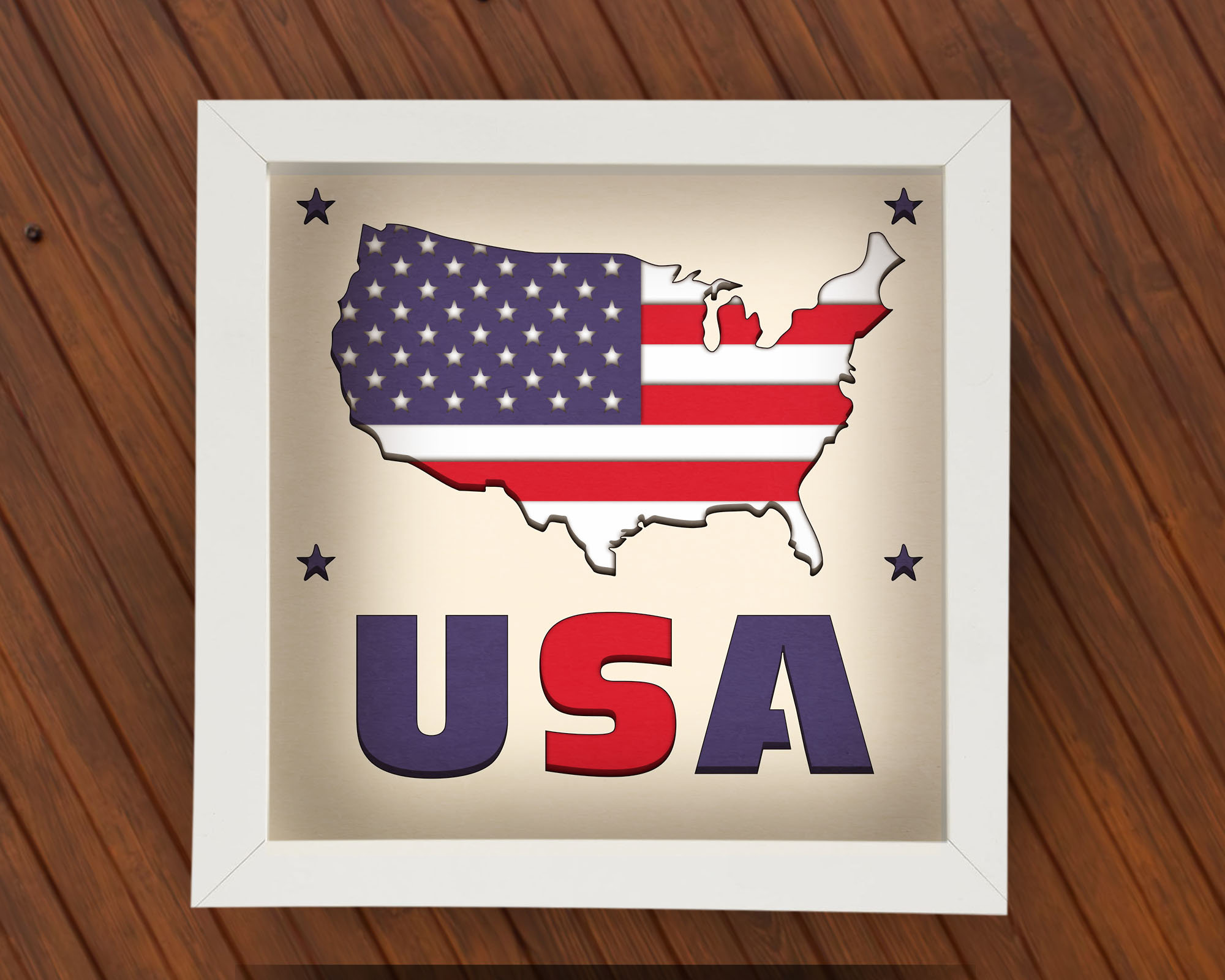 4th of July Shadow Box SVG for Cricut Silhouette, USA 3d Layered ...