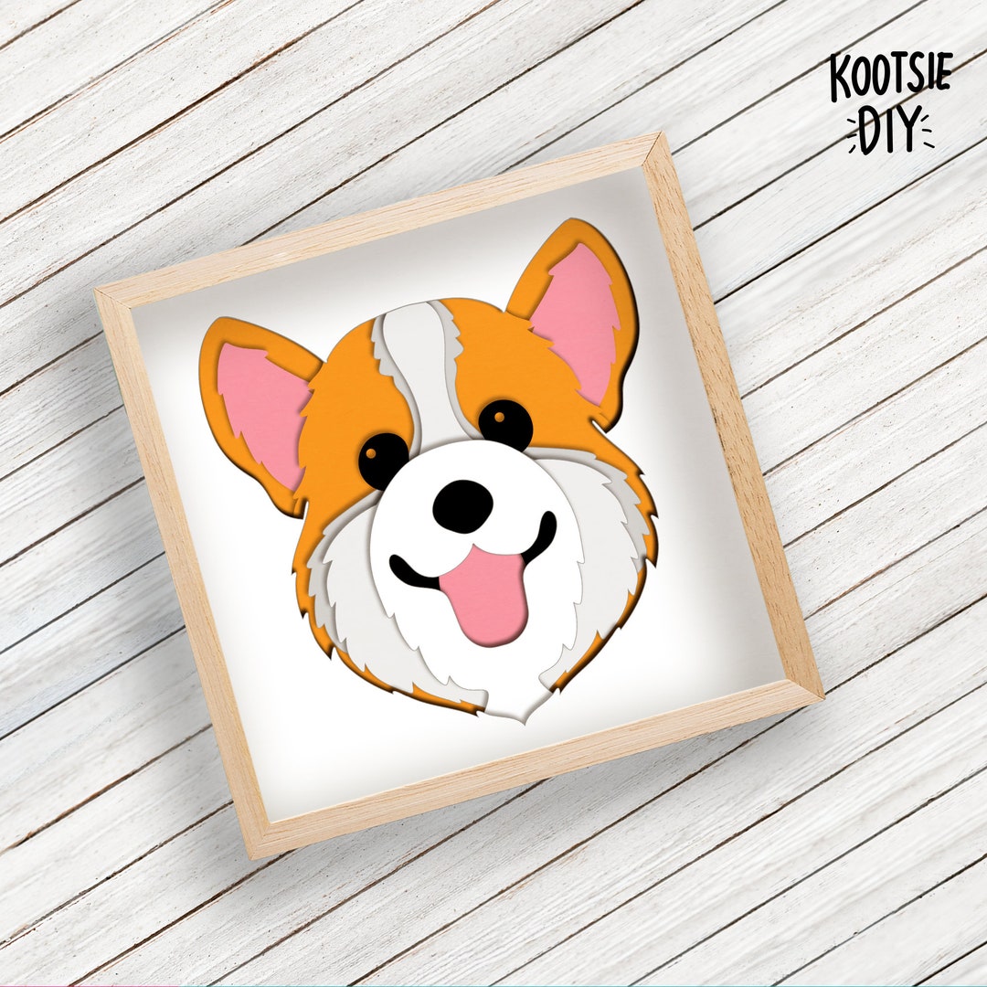 Corgi Gift DIY Shadow Box Multilayered SVG for Cricut Silhouette, 3D ...