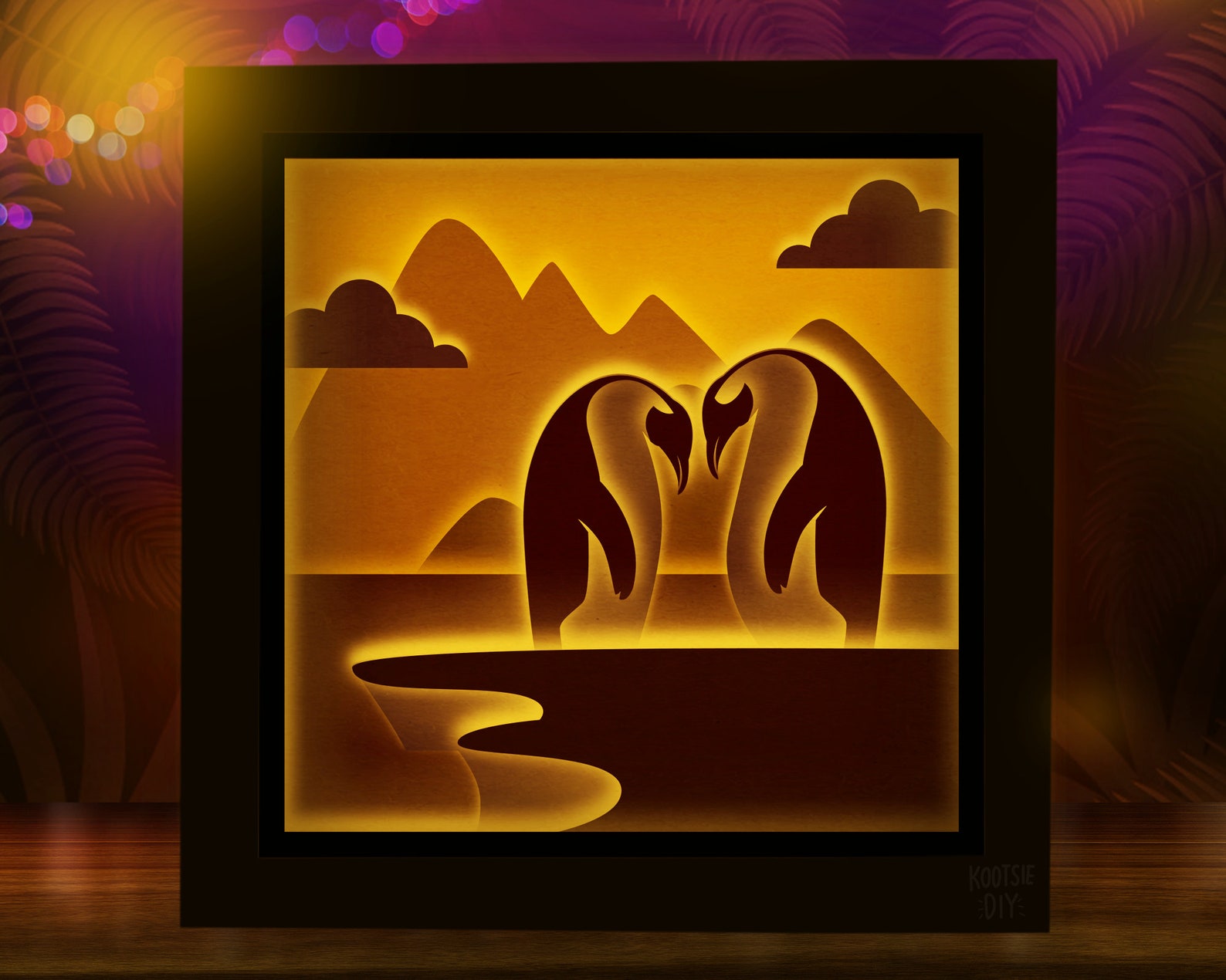 3D Penguin Shadow Box SVG for Cricut Silhouette Cute Penguin - Etsy