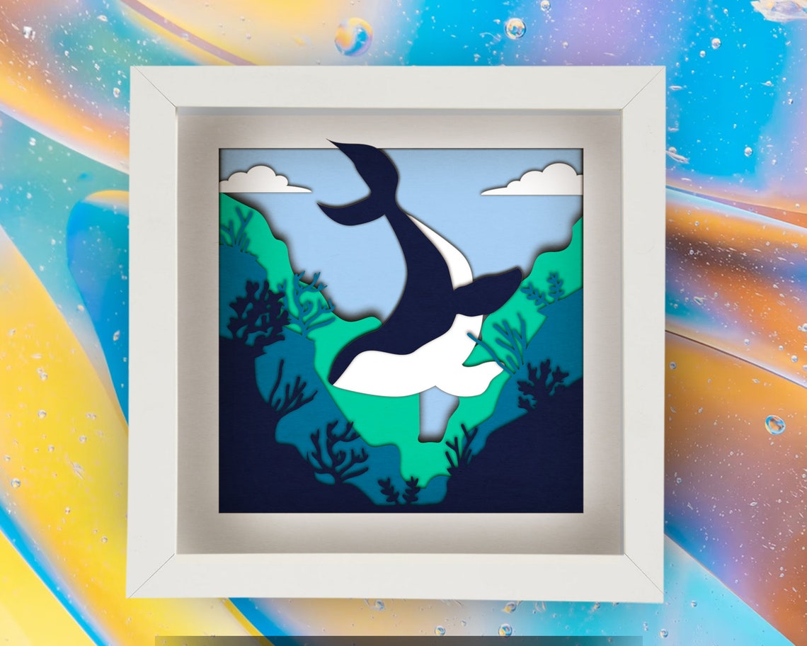 3d Whale Layered SVG Shadowbox for Cricut, Silhouette, Underwater 3d ...