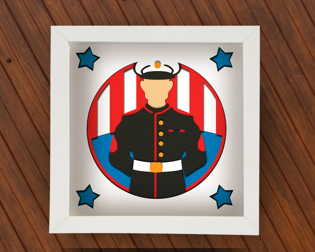 US Marines Shadow Box SVG for Cricut Silhouette, Army 3d Layered ...