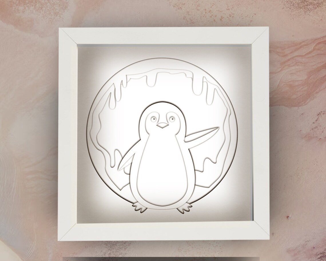 Penguin Layer Shadow Box SVG for Cricut, Silhouette, Cute Penguin Layer ...