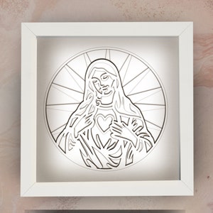 3D Virgin Mary Shadowbox Template for Cricut, Holy Madonna Lightbox ...