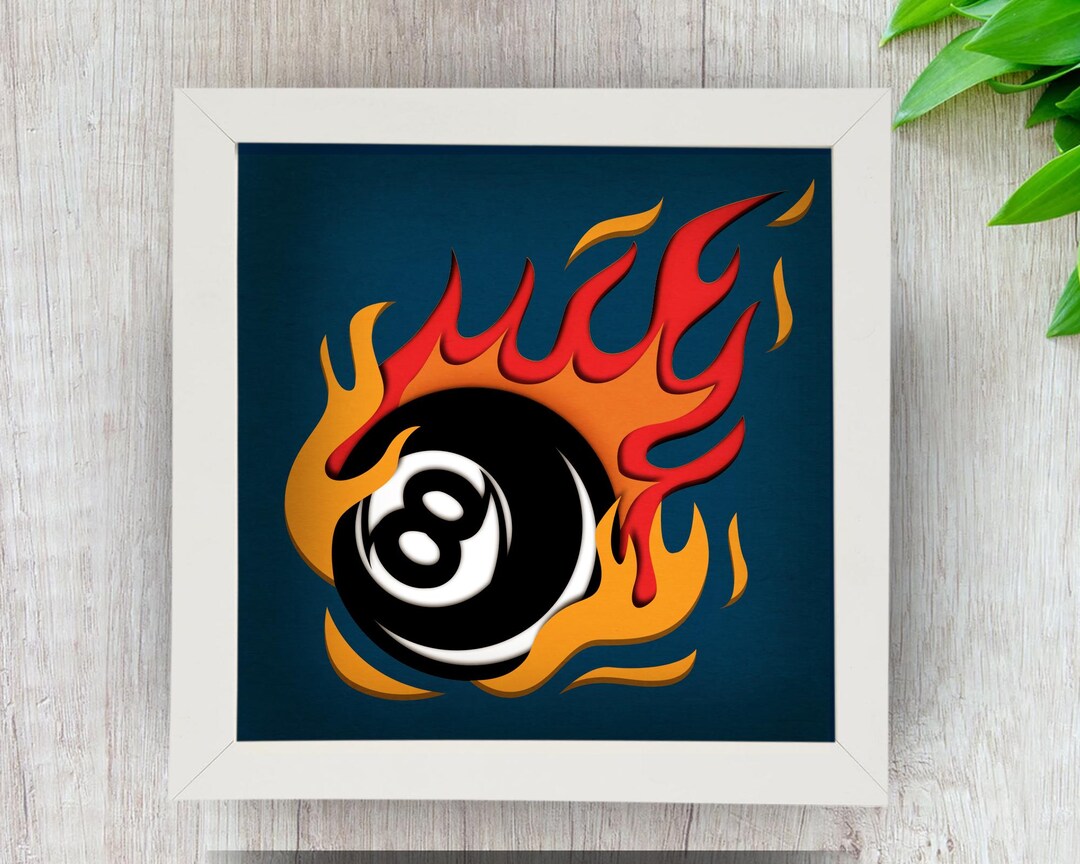8 Ball Shadow Box SVG for Cricut, Silhouette, Billiards 3d Layered ...