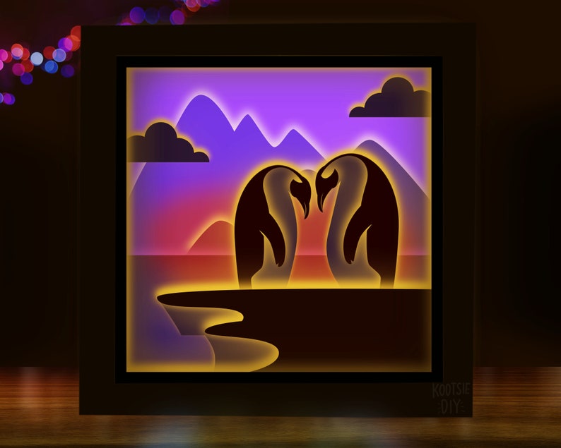 3D Penguin Shadow Box SVG for Cricut Silhouette Cute Penguin - Etsy