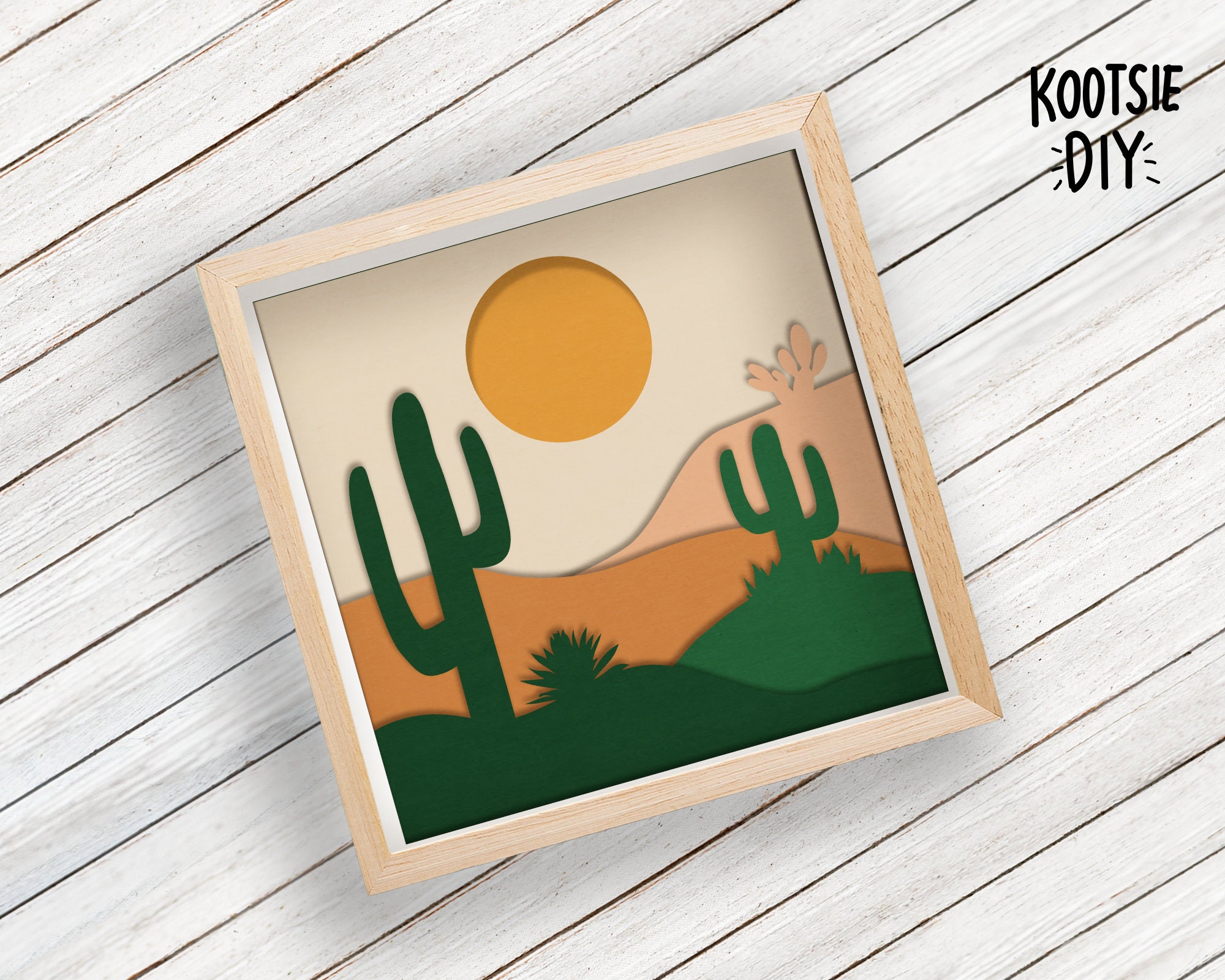 3D Cactus Shadow Box SVG for Cricut Silhouette Desert 3d - Etsy