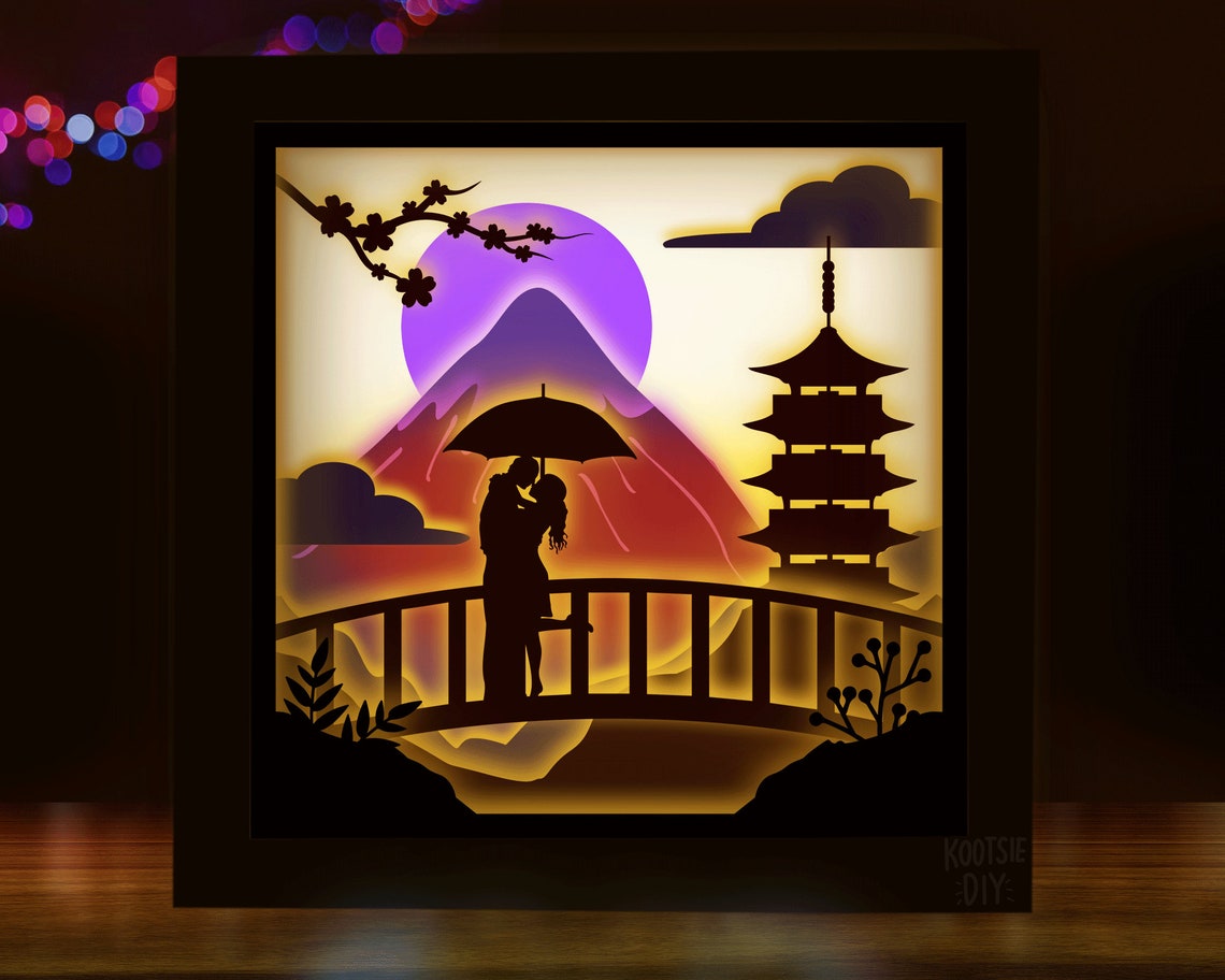3D Japan Shadow Box SVG for Cricut Silhouette Osaka Layered | Etsy