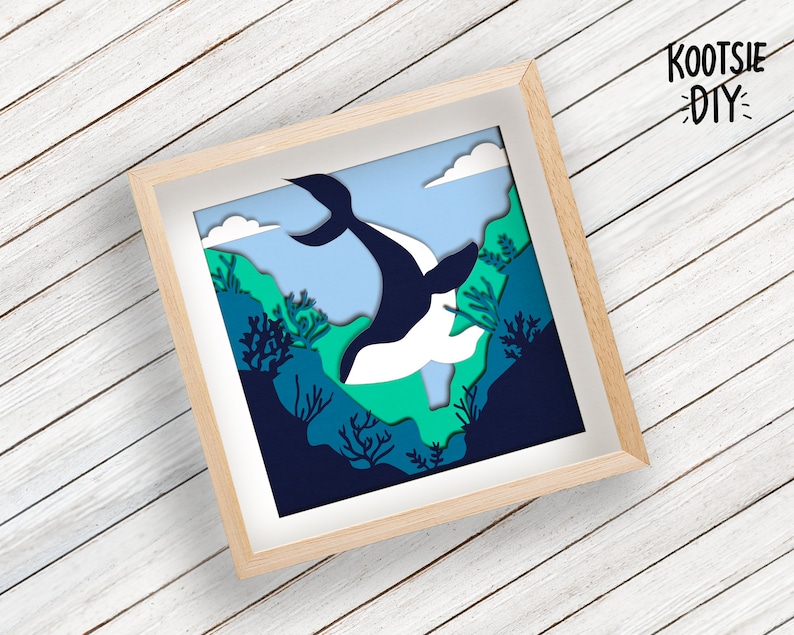 3d Whale Layered SVG Shadowbox for Cricut, Silhouette, Underwater 3d ...