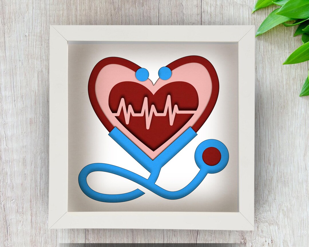 Stethoscope Shadow Box Svg for Cricut, Silhouette, Paramedic 3d Layered ...