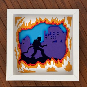 3D Firefighter Shadow Box SVG for Cricut, Silhouette, Firemen 3d ...