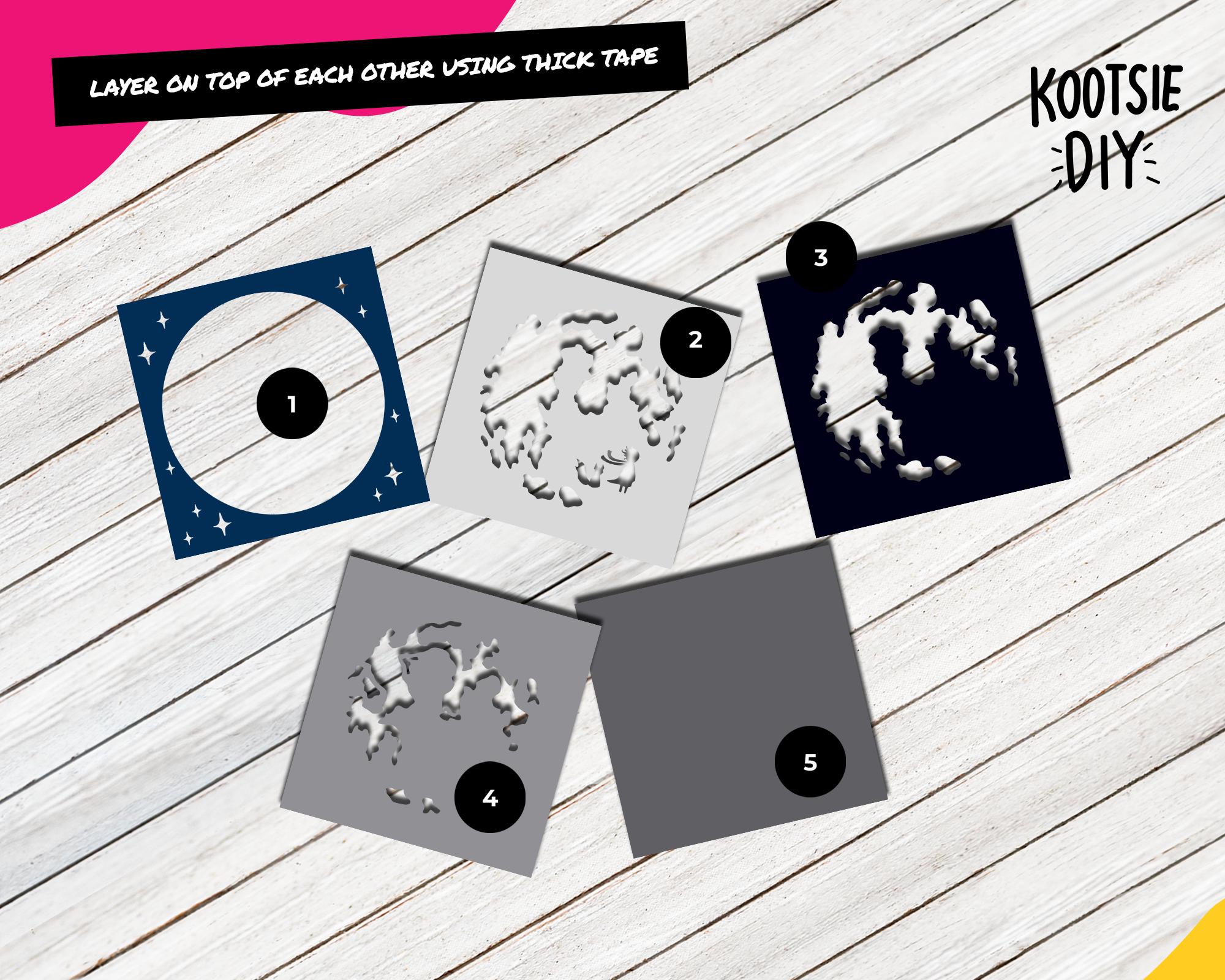 Moon 3D SVG Shadow Box Template for Cricut | DIY Paper Cut Light Box ...