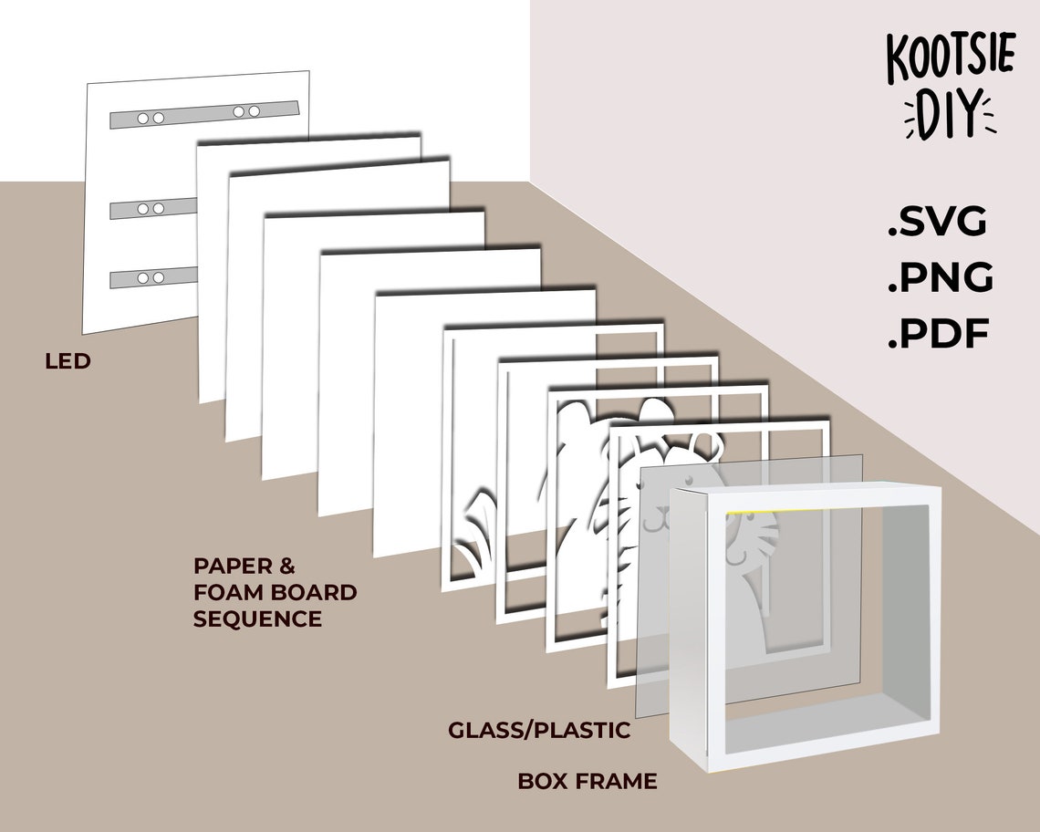 3D Tiger Shadow Box SVG for Cricut Silhouette Tiger 3d - Etsy