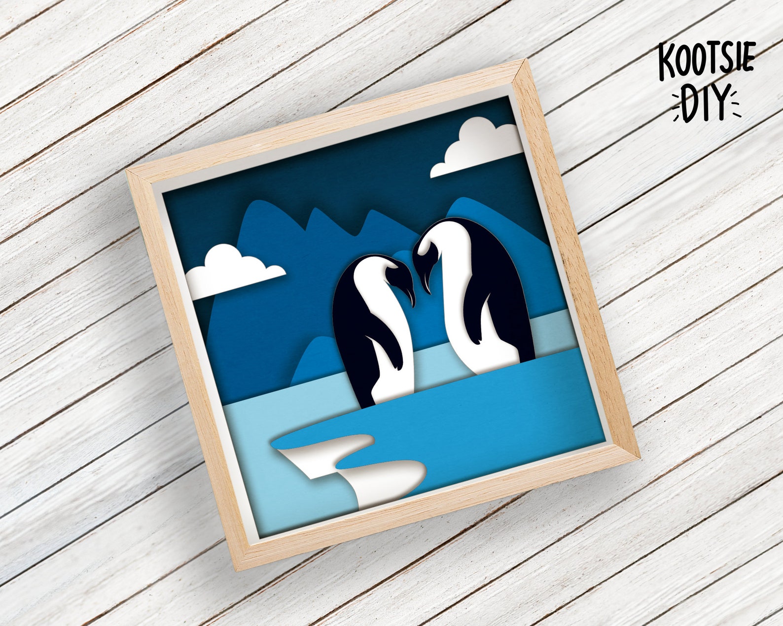 3D Penguin Shadow Box SVG for Cricut Silhouette Cute Penguin - Etsy