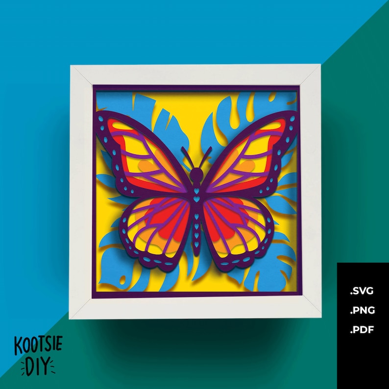 Butterfly Shadow Box SVG for Cricut Silhouette Butterfly 3d - Etsy