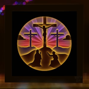Jesus Shadow Box Template SVG for Cricut Lightbox, 3d Crucifix Layered ...