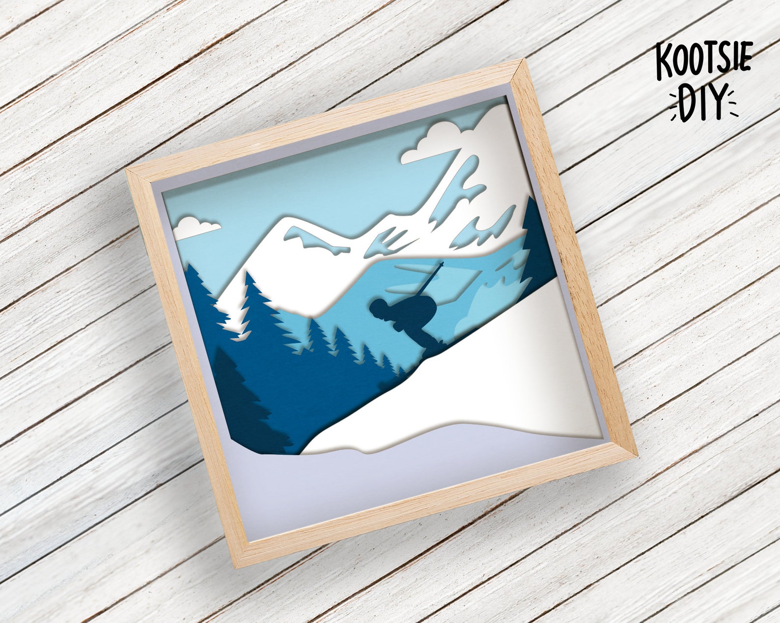3D Ski Shadow Box SVG for Cricut, Silhouette, Winter 3d Layered Mandala ...