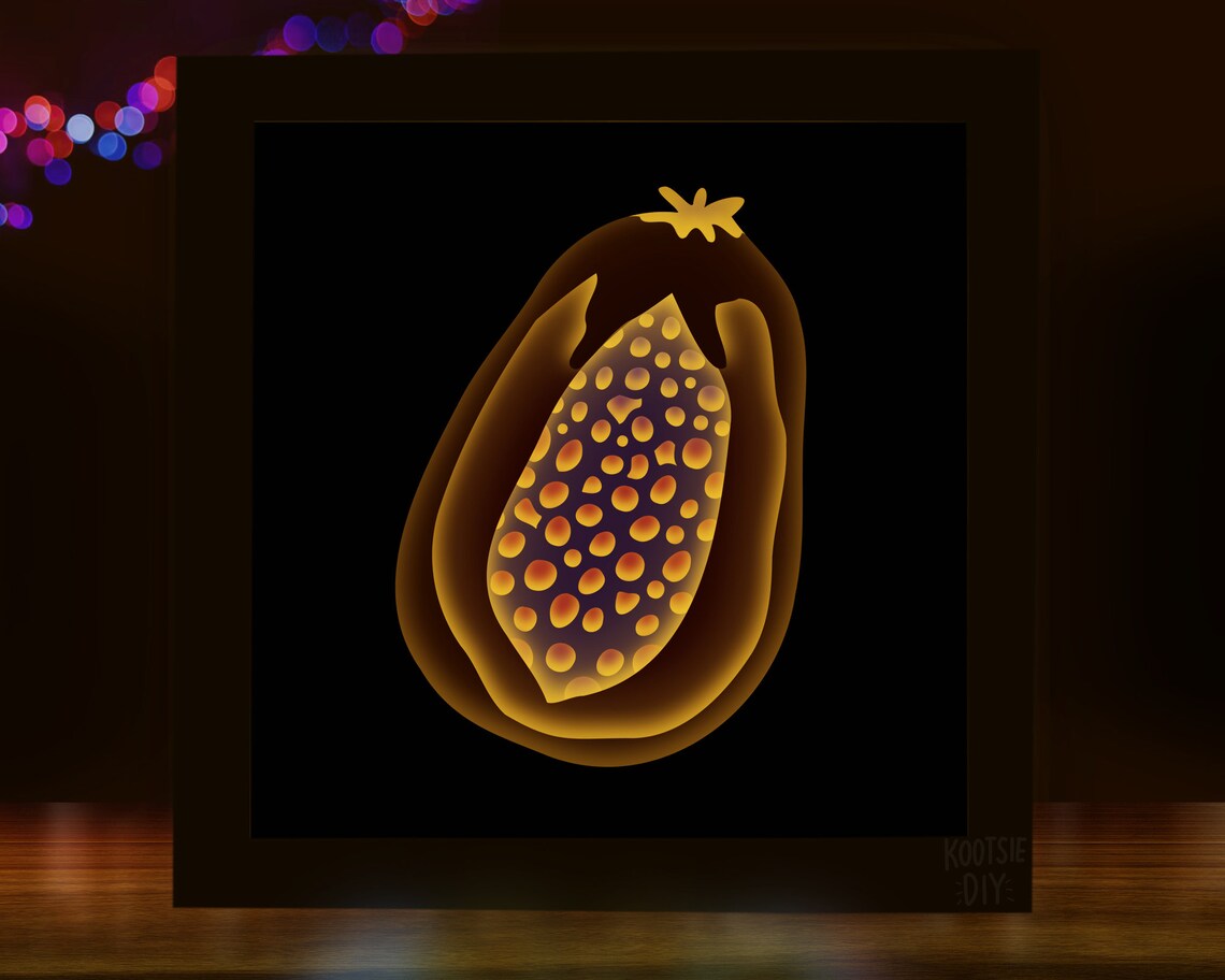 3D Papaya SVG Shadow Box for Cricut, Silhouette, Tropical Fruit Layered ...
