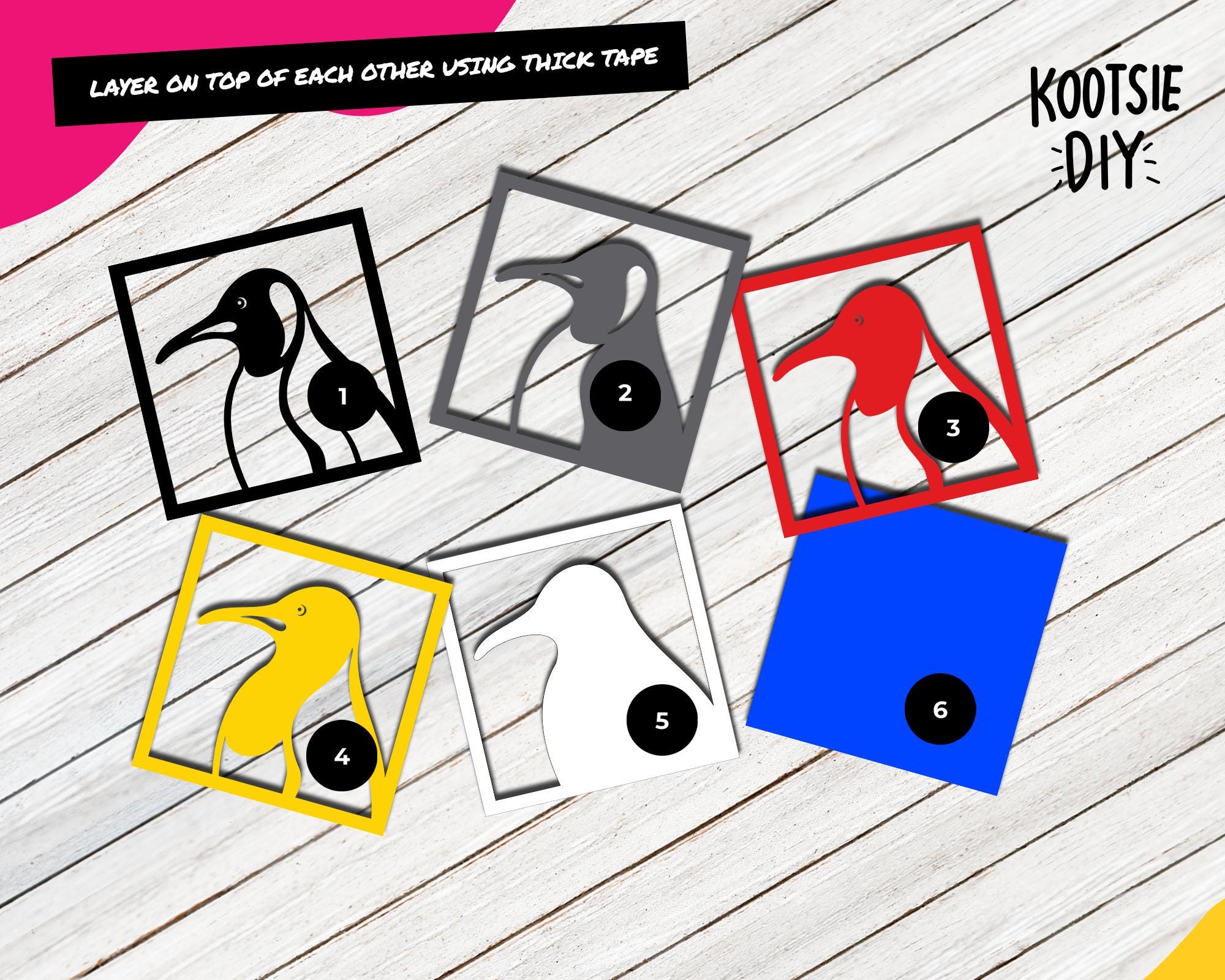 Penguin 3D Layered SVG | Shadow Box & Paper Cut Template | Light Box ...