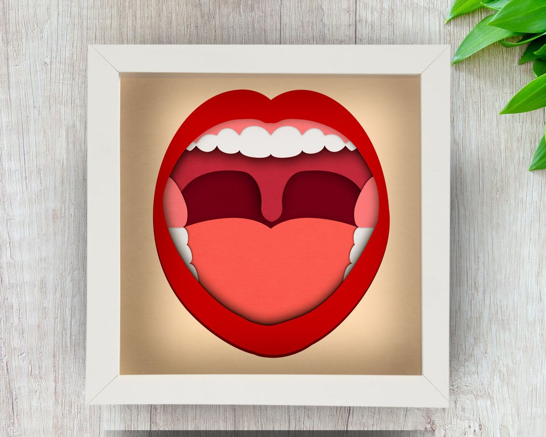3d Mouth Shadow Box Svg for Cricut, Silhouette, Dentist 3d Layered ...